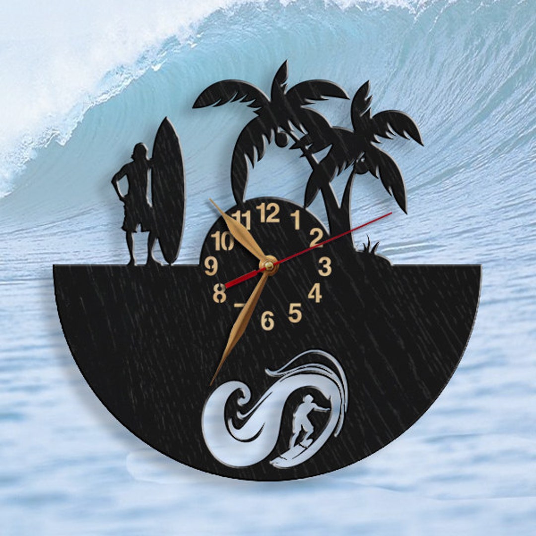 Large Wall Clock Surfing Surfer Surfboarding Surfriding Boy or Girl ...