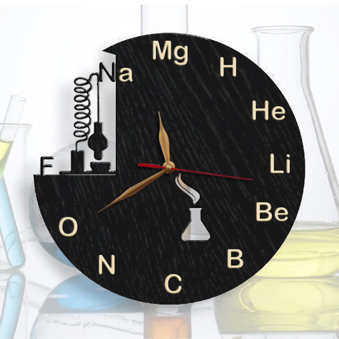 Chemistry Wall Clock 12 or 18 Inches, Teacher Gift, Science Class Room ...