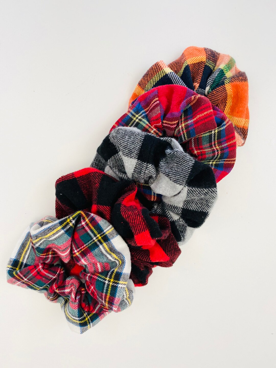 Large Plaid Flannel Scrunchies | Fall & Winter Plaid Scrunchies | Large ...