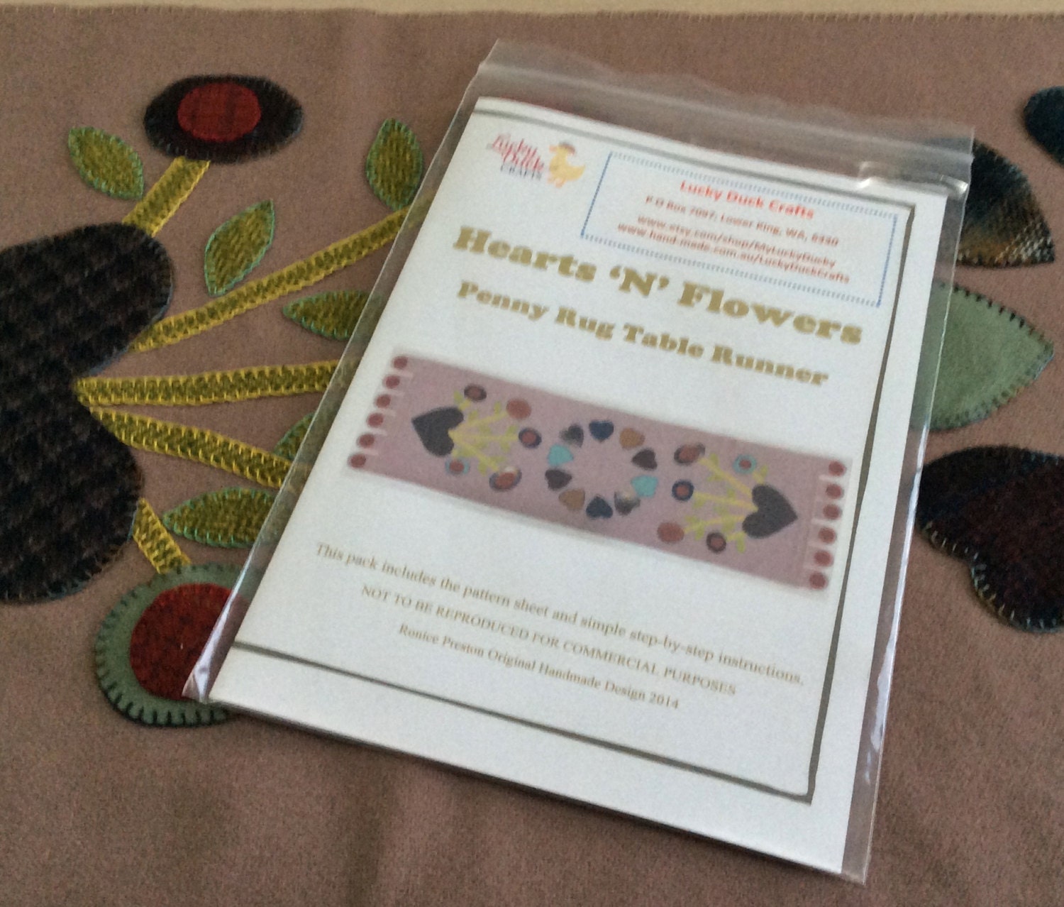 Hearts 'N' Flowers Penny Rug Table Runner (pattern Only) - Etsy Australia