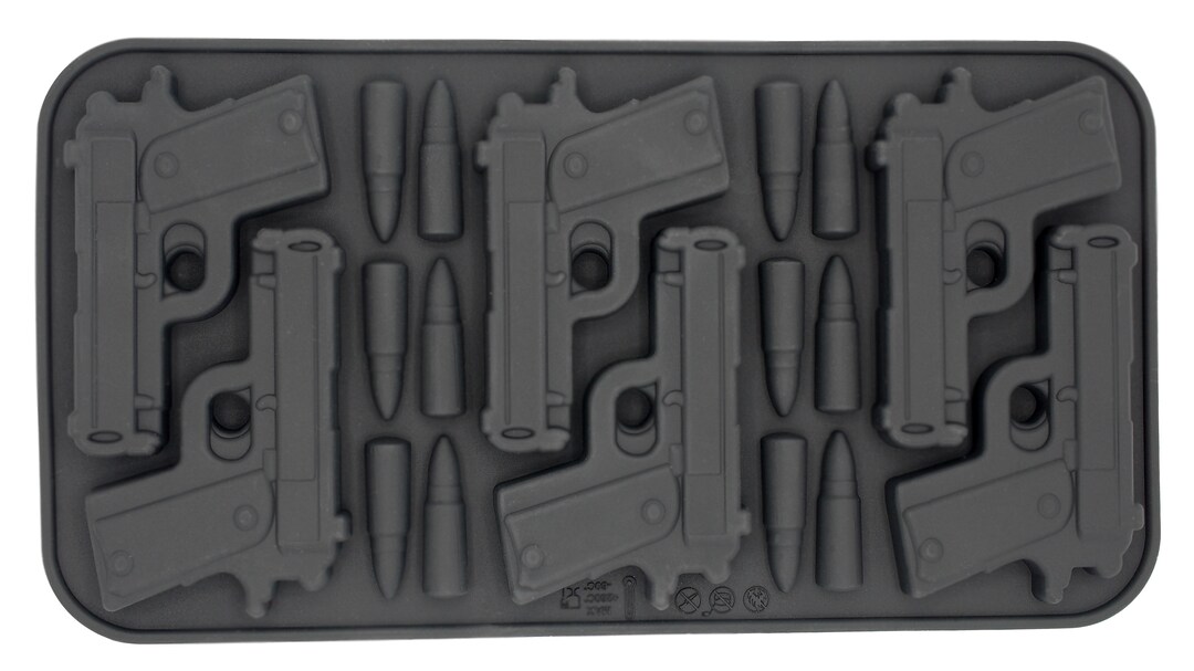 Gun and Bullet Pistol Silicone Mold Fondant Chocolate Ice Cube Tray ...