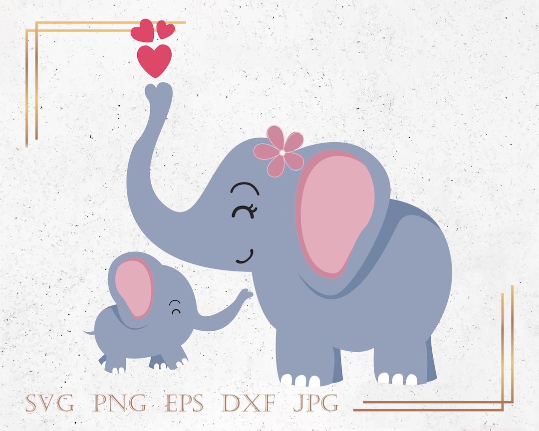 Elephants Svg Cute Elephants Cut File Family Svg Animals Dxf File ...