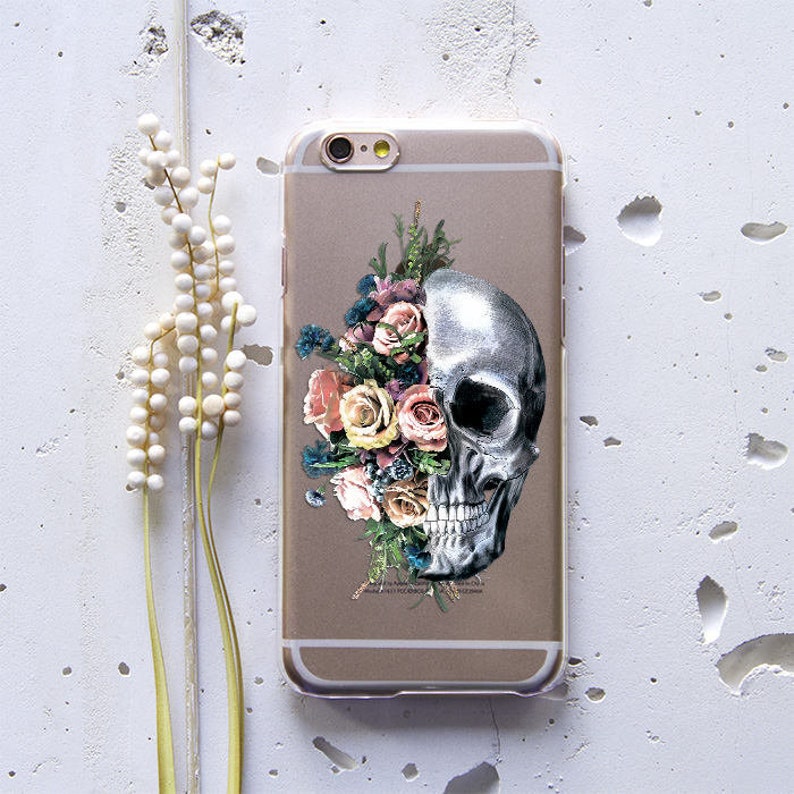 Skull Iphone XS Max XR 7 Plus Case Floral Iphone 8 Plus Case | Etsy