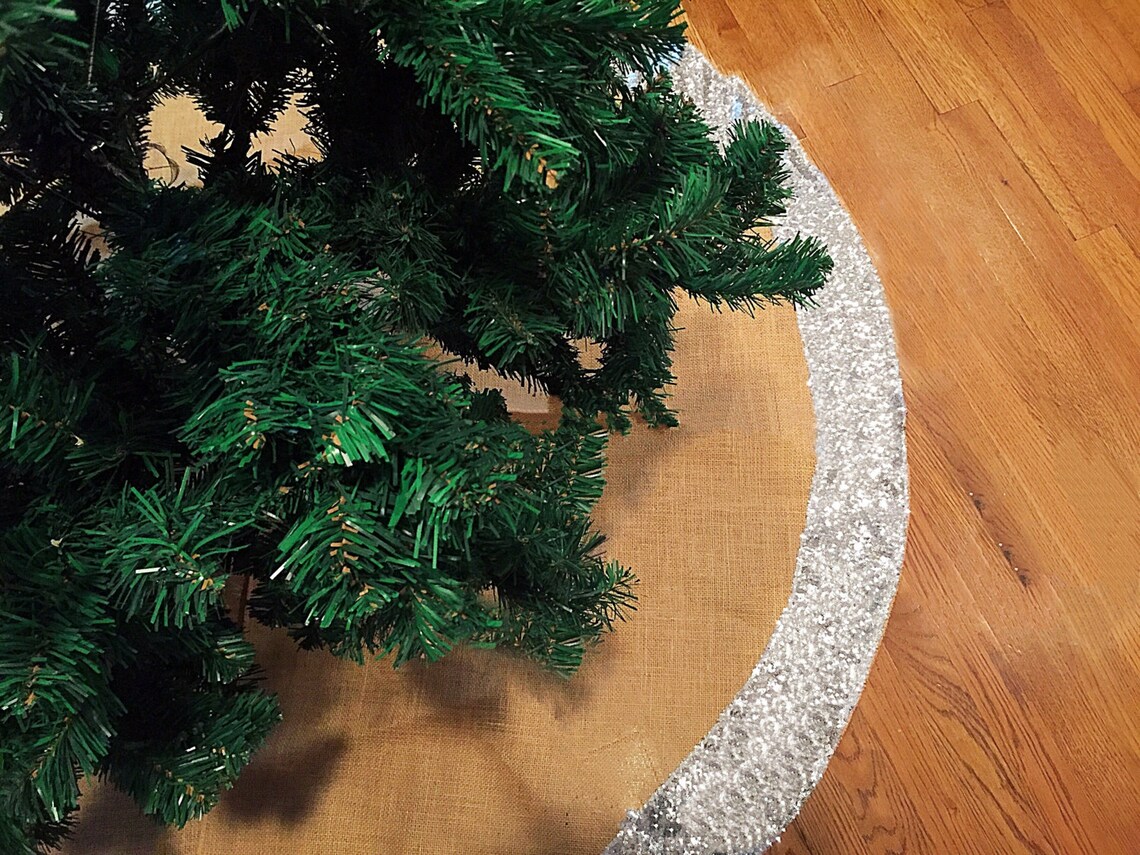 Christmas Tree Skirt Silver Sequin Tree Skirt Burlap Tree - Etsy