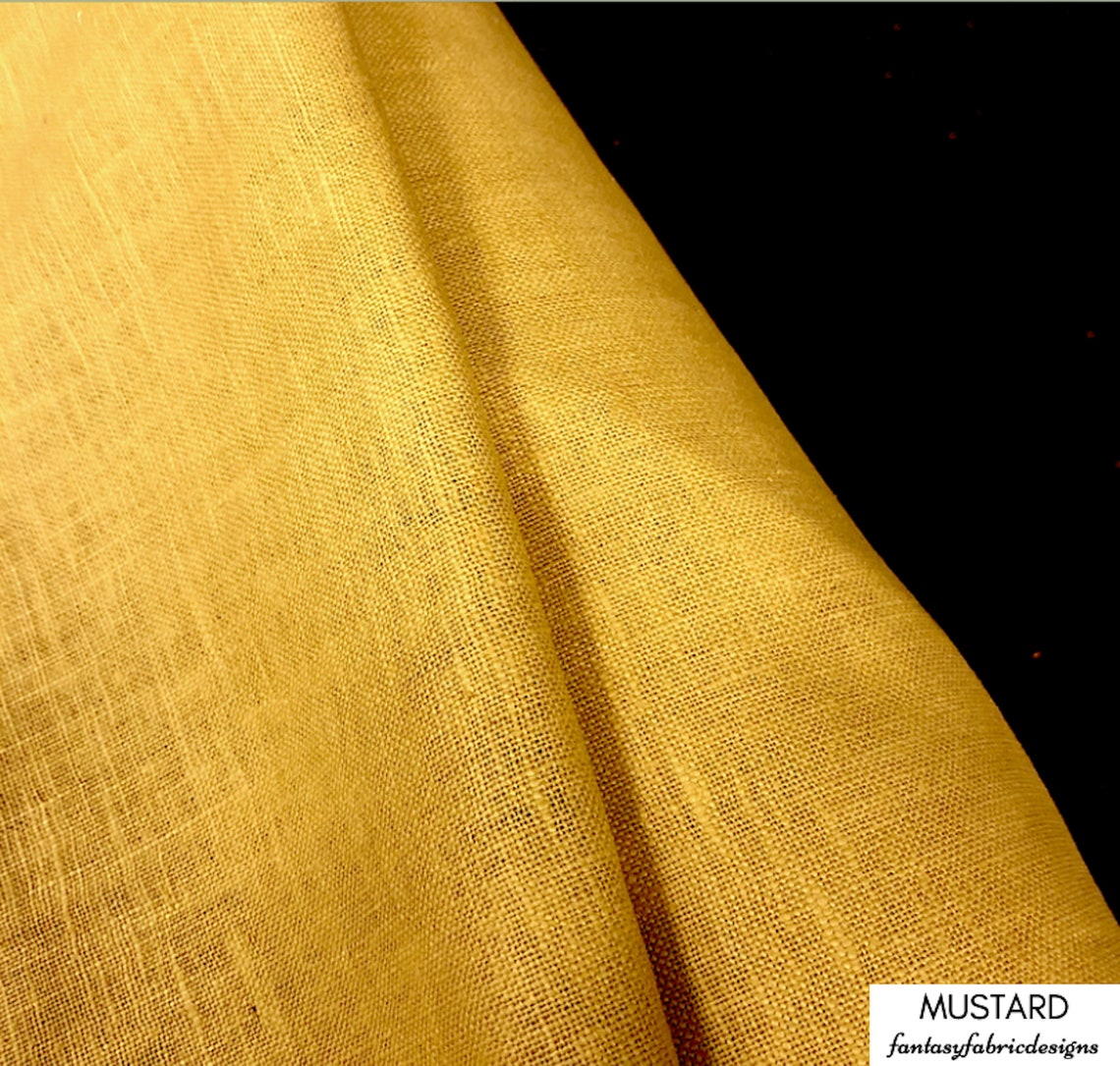 Linen Fabric by the Yard Linen Fabric Mustard Yardage per | Etsy