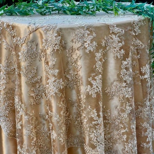 Gold Lace Tablecloth, Gold Table Overlay, Lace Table Overlay, Table ...
