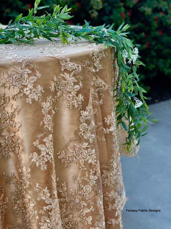 Gold Lace Tablecloth Gold Table Overlay Lace Table Overlay Table Overlay Table Runner Embroidered Gold Tablecloth Table Cloth Etsy UK