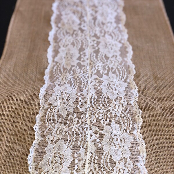 Burlap Lace Table Runner - Etsy