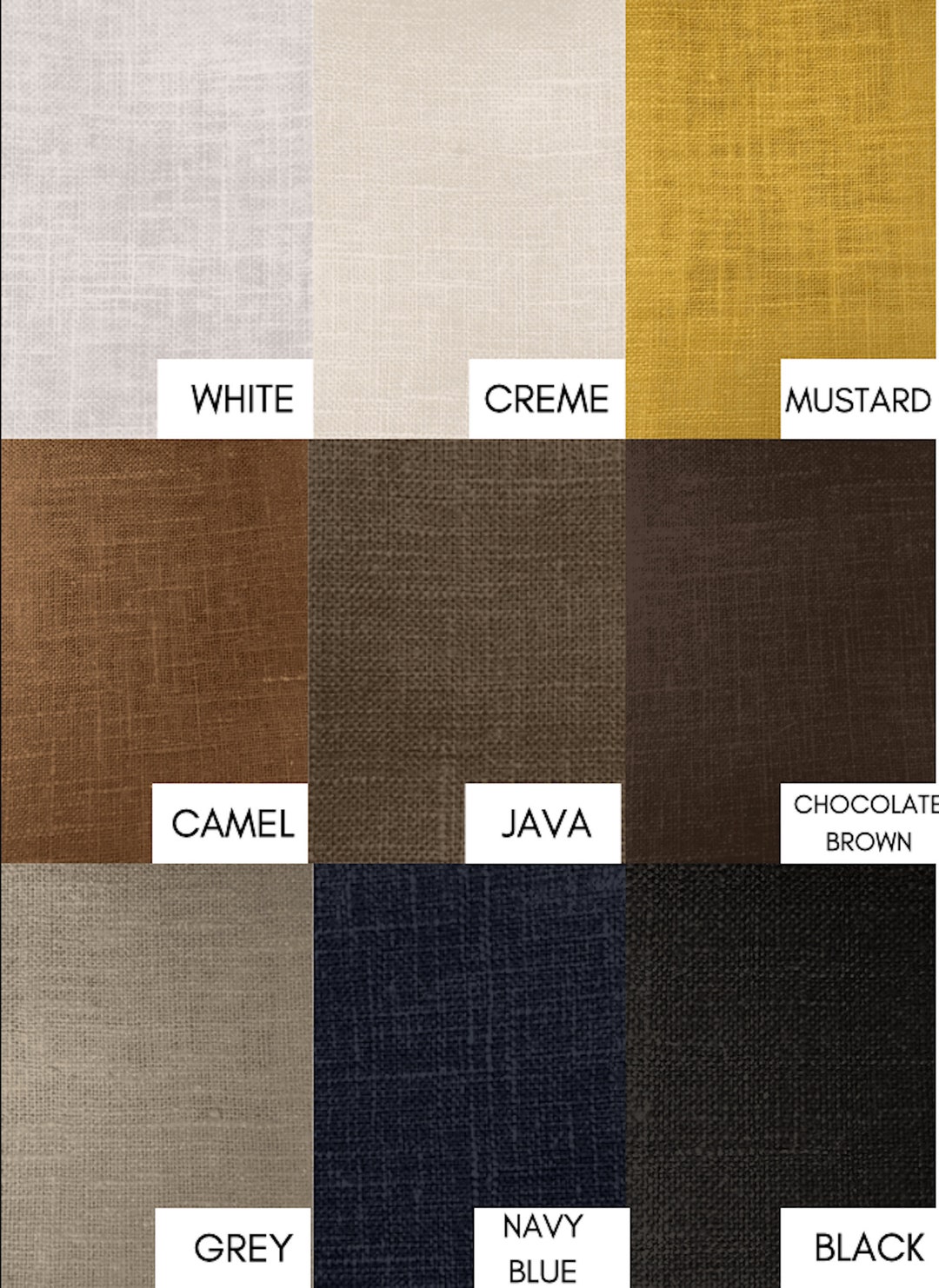 Linen Sample, Linen Color Swatch, Custom Linen Curtains Color Selection ...