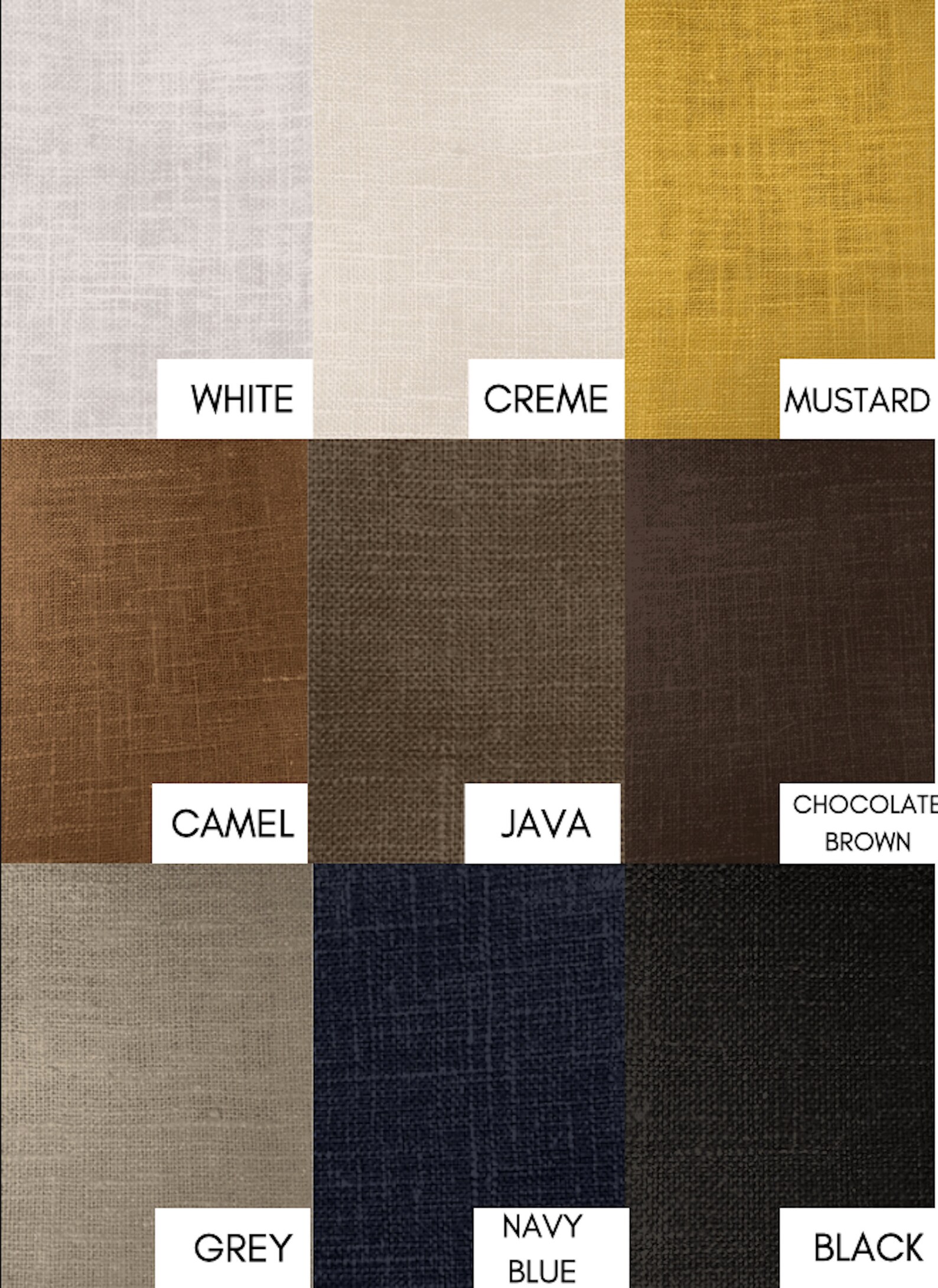 Linen Sample, Linen Color Swatch, Custom Linen Curtains Color Selection ...