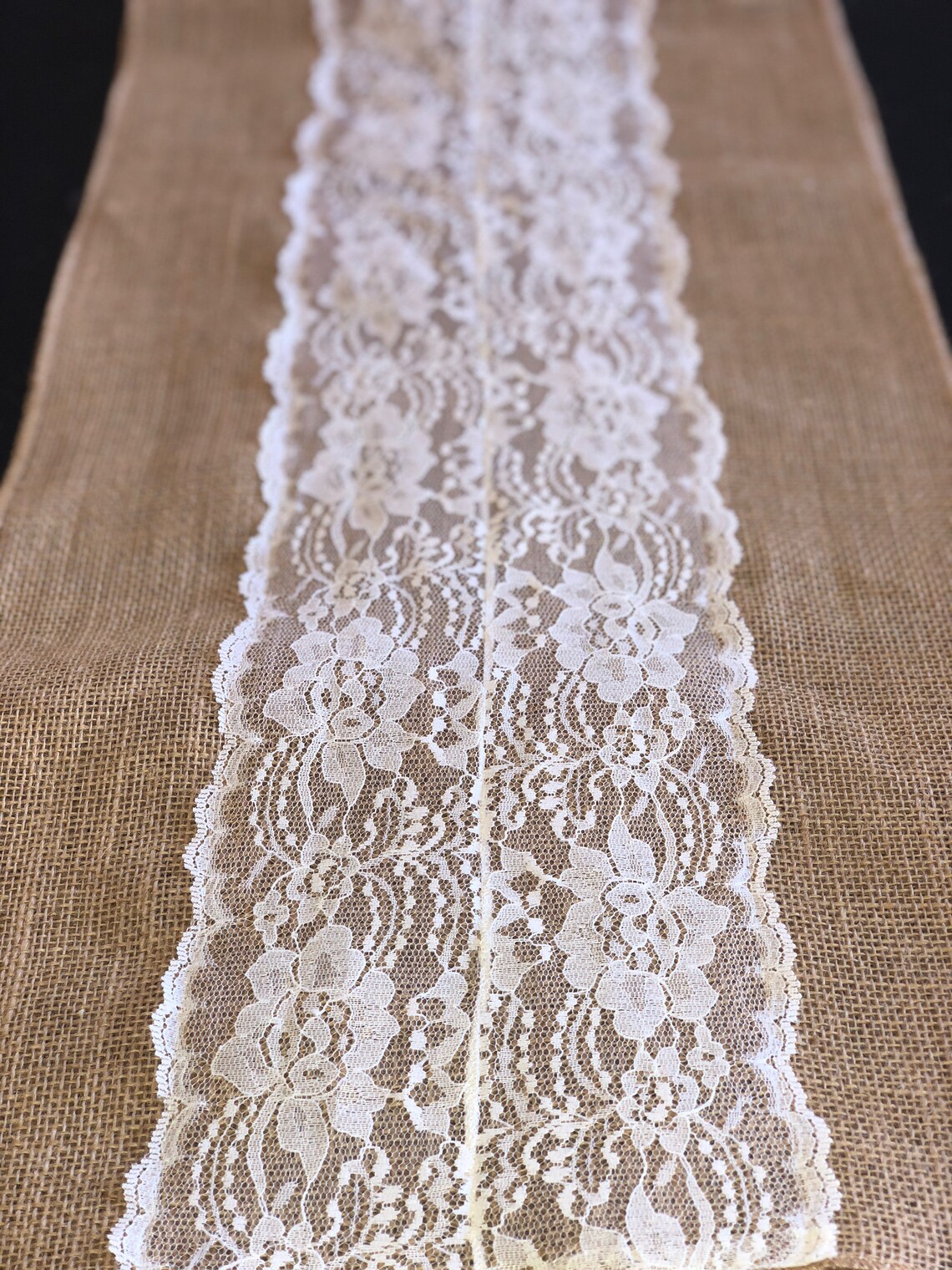 Burlap Table Runner With Lace Dining Table Wedding Party - Etsy