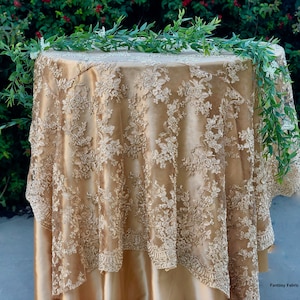 Gold Lace Tablecloth, Gold Table Overlay, Lace Table Overlay, Table ...