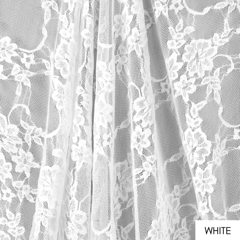 Stretch Lace Fabric by the Yard Ivory Lace Polyester | Etsy
