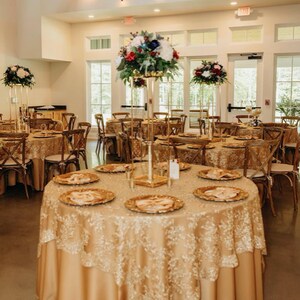 Gold Lace Tablecloth, Gold Table Overlay, Lace Table Overlay, Table ...
