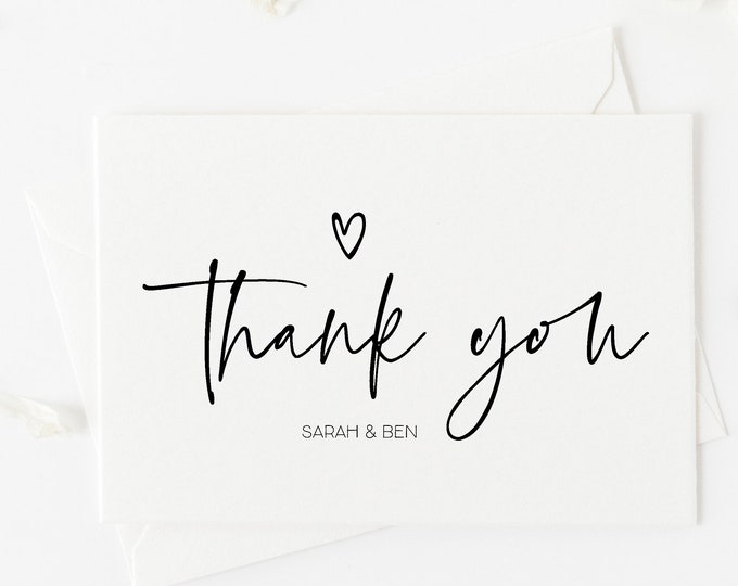 Simple Wedding Thank You Card Template Wedding Thank You - Etsy Australia