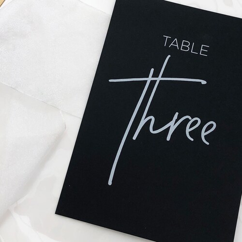 Black Modern Wedding Table Numbers Editable Template | Etsy