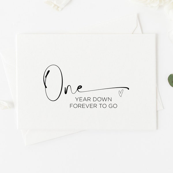 First Anniversary Card for Husband Wife One Year Down Forever - Etsy