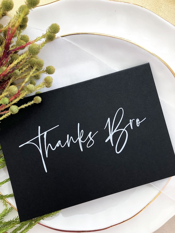Black and White Thanks Bro Card Groomsmen Gifts Groomsman | Etsy