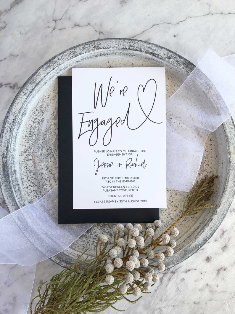 Printable Engagement Invitation We're Engaged Modern - Etsy Australia