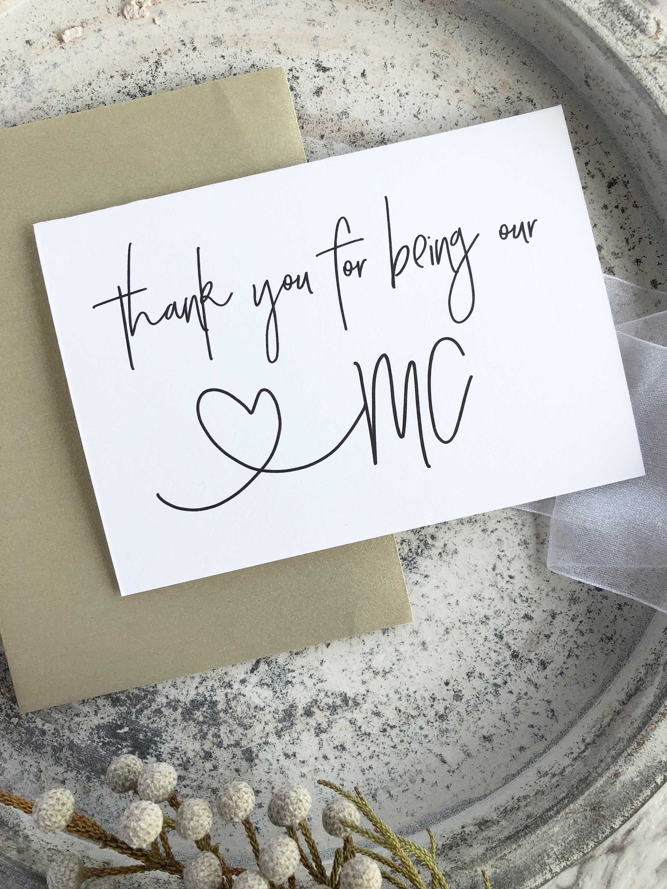 Thank You for Being Our Master of Ceremonies, Bridal Party Gift, MC ...