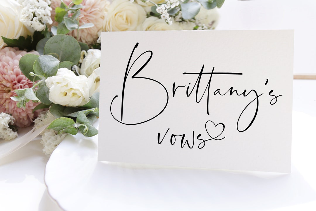 Custom Wedding Vows, Bride and Groom Vows, Wedding Vow Keepsake, His ...