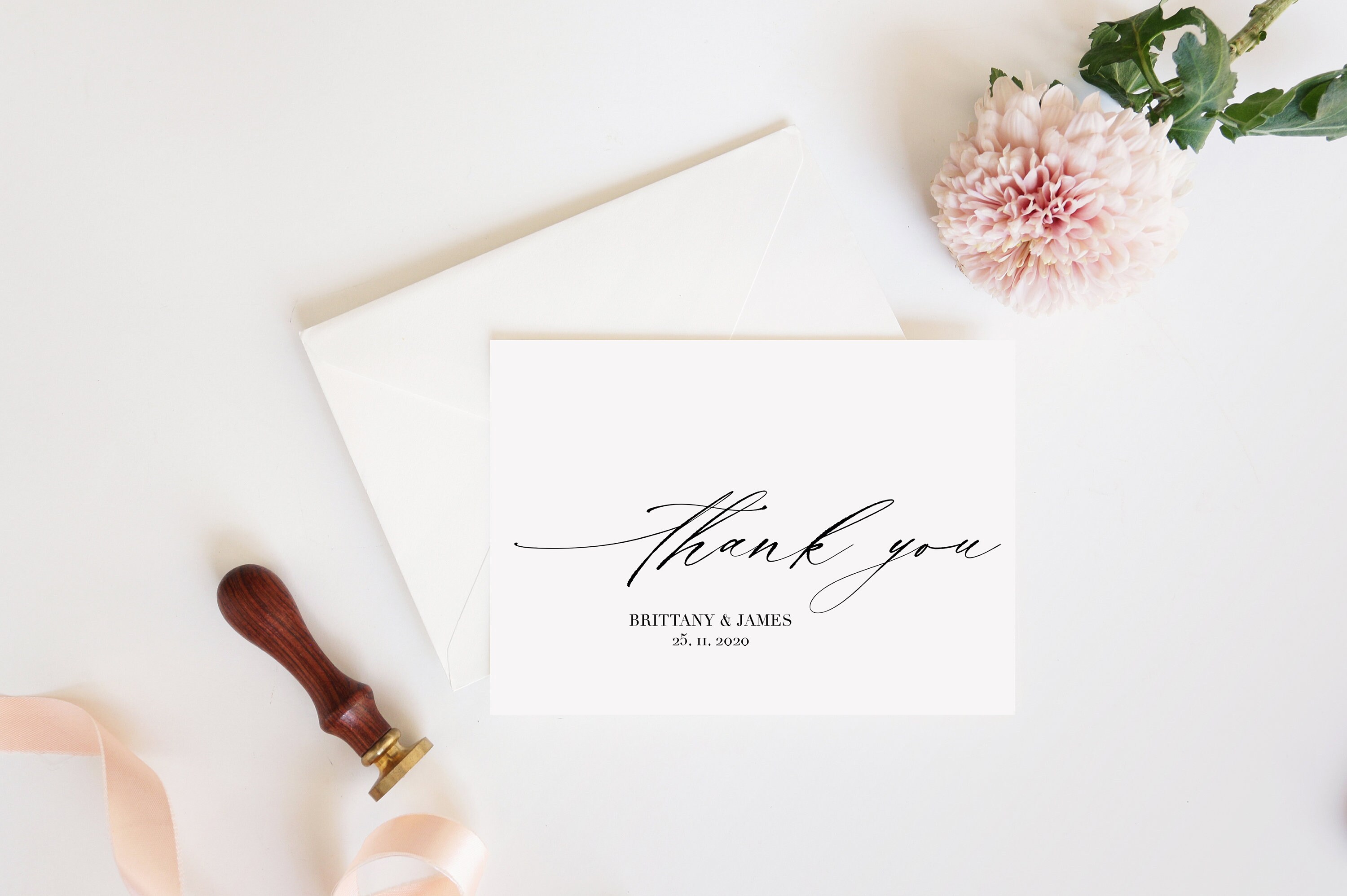 Simple Wedding Thank You Card Template, Wedding Thank You Cards ...
