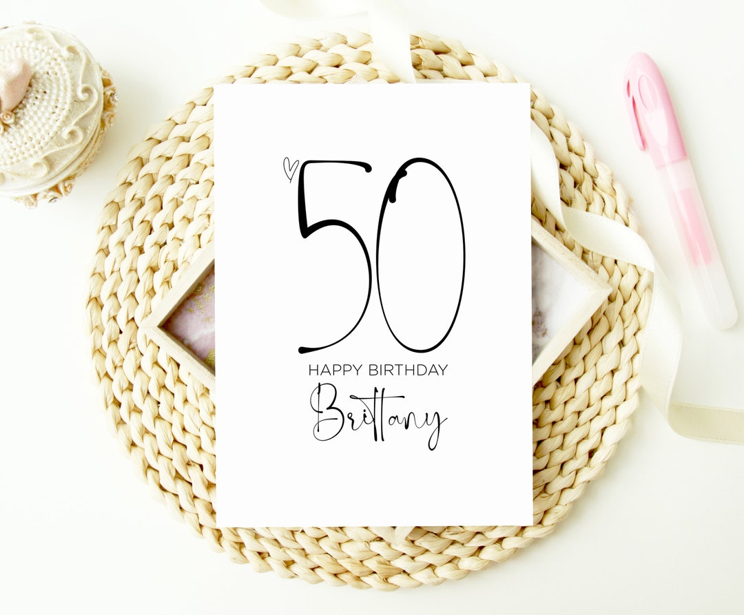 Personalized 50th Birthday Card, Fiftieth Bday, for Him Her Happy ...