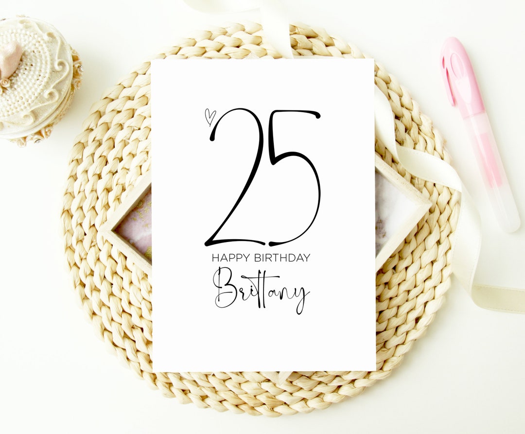 Personalized 25th Birthday Card, Twenty Fifth Bday, for Him Her Happy ...
