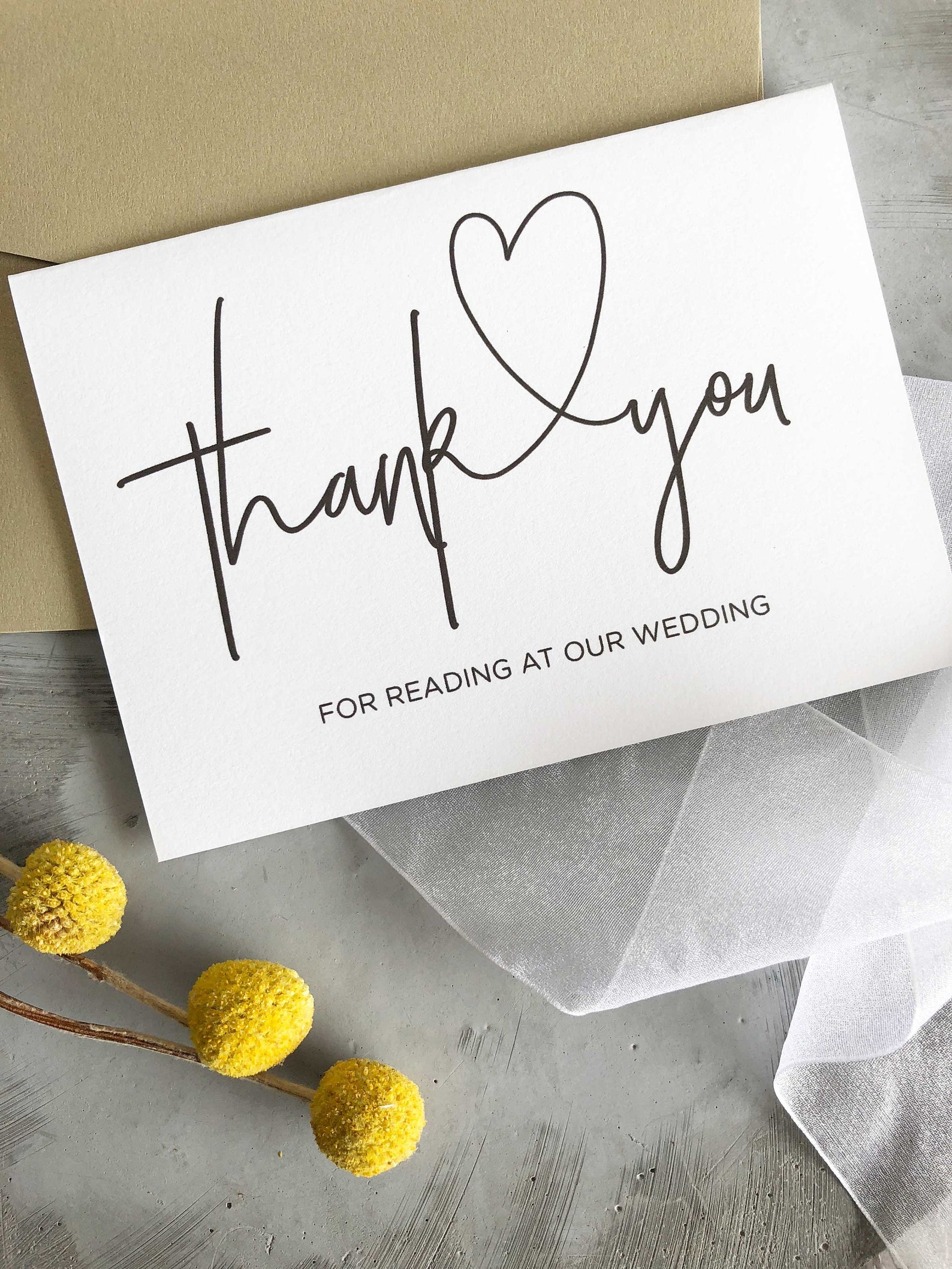 Thank You for Reading at Our Wedding Card, Wedding Reader Card, Wedding ...