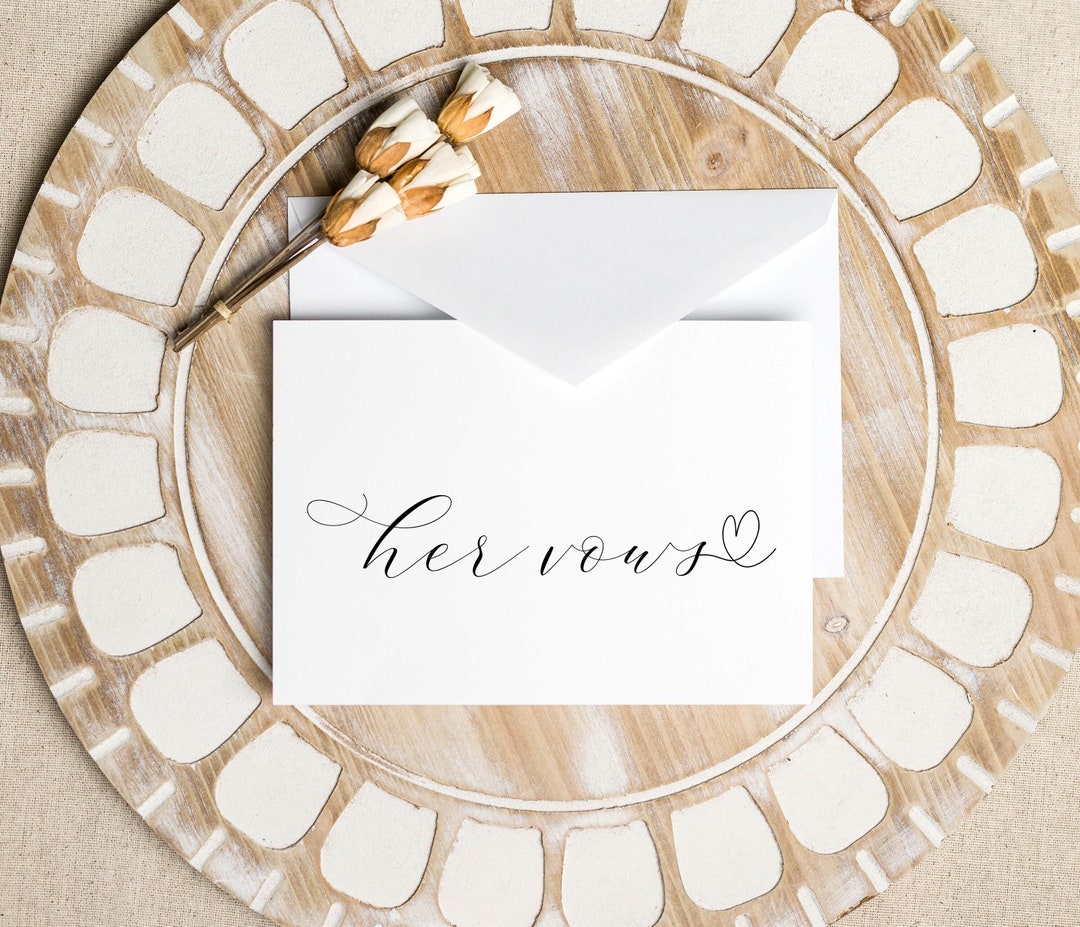 Her Vows, Wedding Vow Keepsake, Wedding Vows for Bride and Groom ...