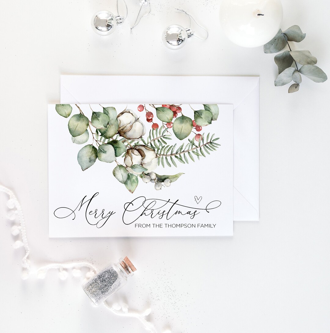 Merry Christmas Cards, Rustic Holiday, Personalized Christmas, Custom ...