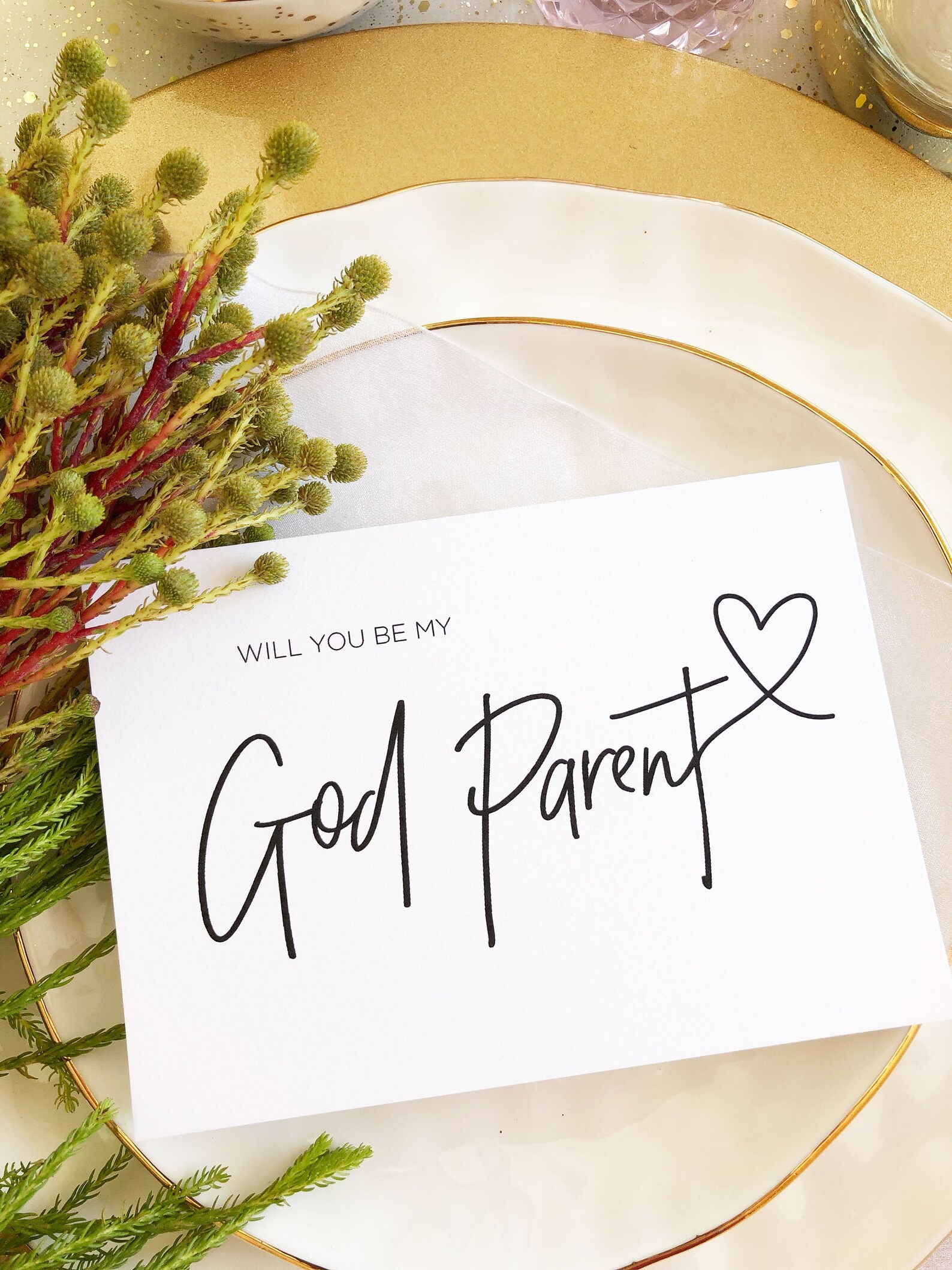 Modern Will You Be My God Parents Card, Godmother Proposal Card ...