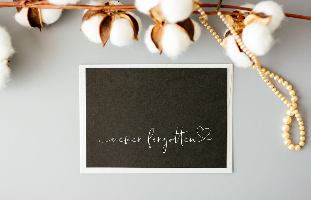 Black Sympathy Greeting Card, Bereavement, Condolence, Never Forgotten ...