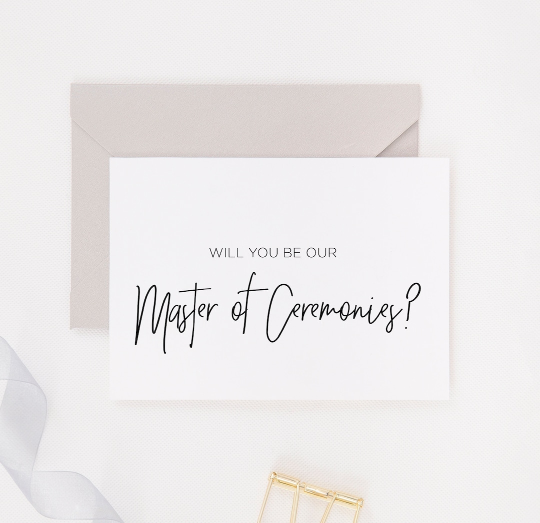 Will You Be Our Master of Ceremonies, Black and White Modern Wedding ...