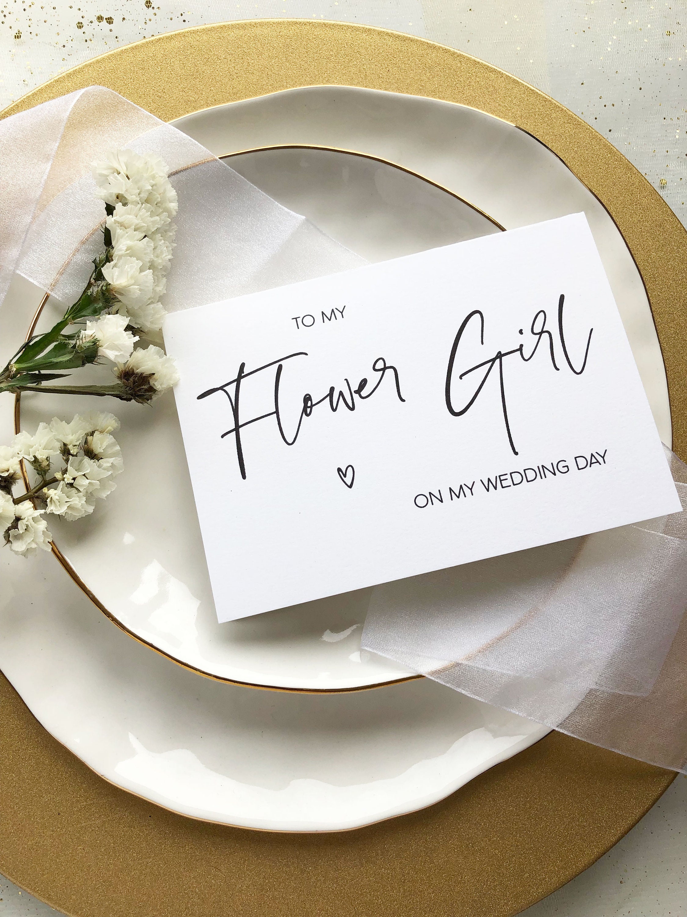 Minimalist To My Flower Girl on my Wedding Day Card Thank You | Etsy