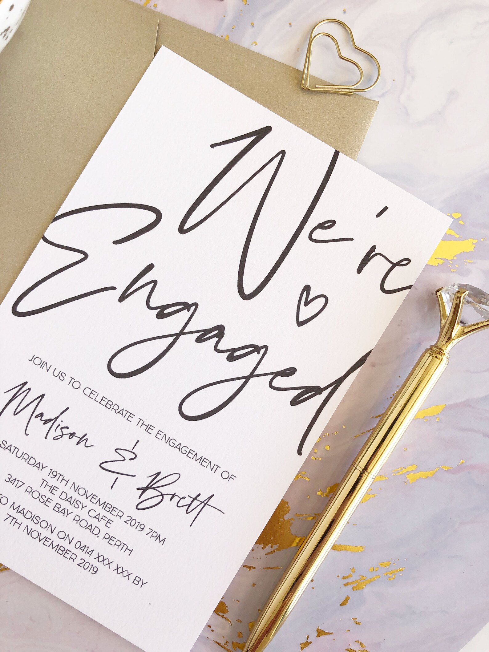 Simple Elegant Engagement Invitations We're Engaged | Etsy