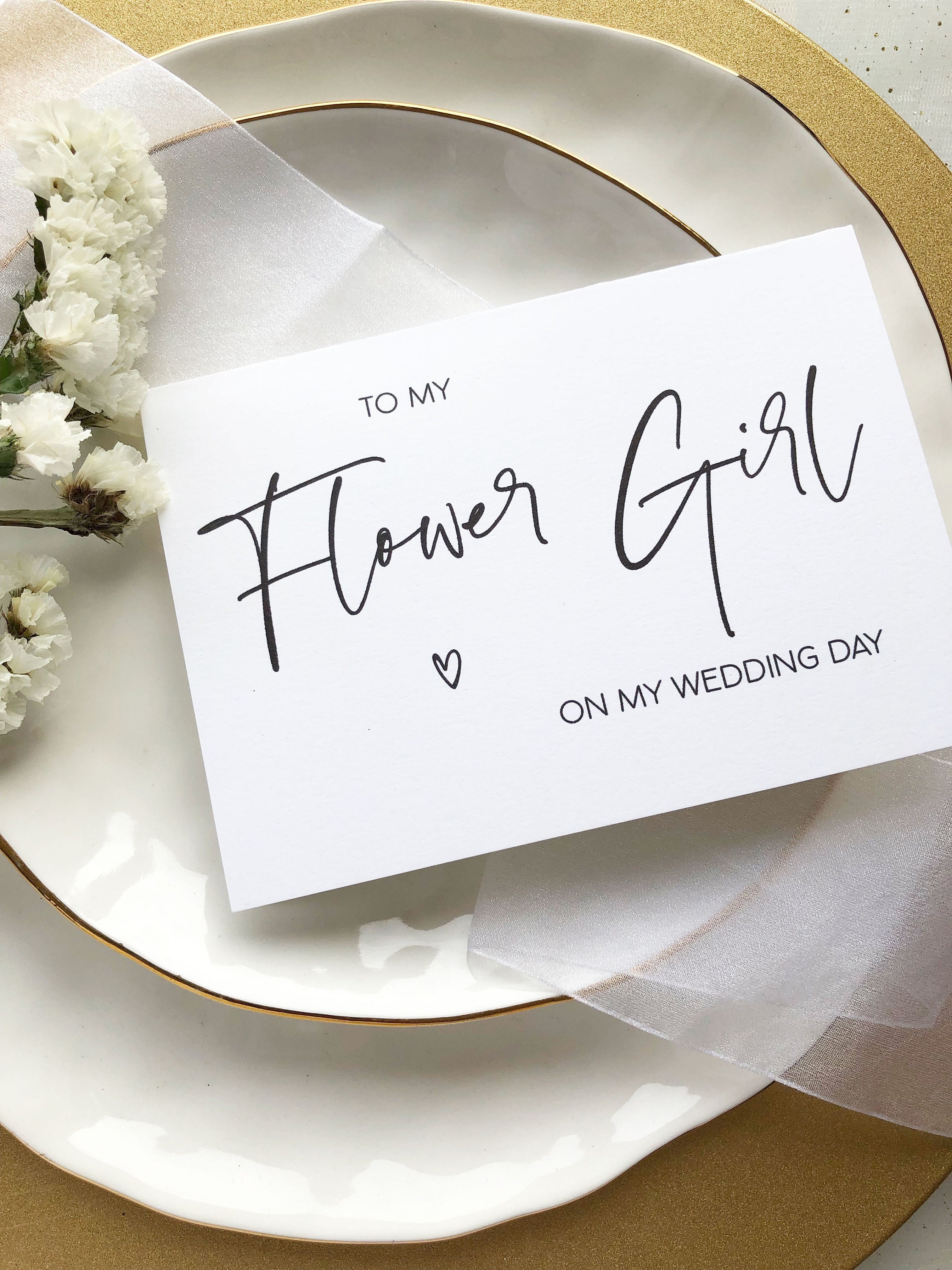 Minimalist To My Flower Girl on my Wedding Day Card Thank You | Etsy