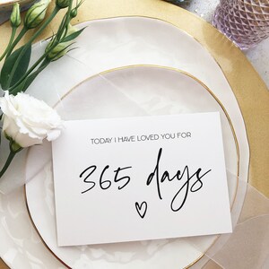 First Anniversary Card, Today I Have Loved You for 365 Days Card, 1st ...