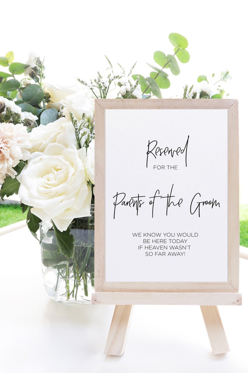 Memorial Sign Reserved for the Parents of the Groom Wedding - Etsy