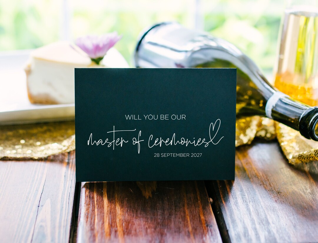 Will You Be Our Master of Ceremonies, Black and White Modern Wedding ...