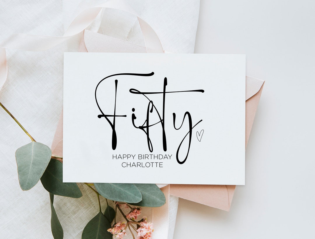 Personalized 50th Birthday Card, Fiftieth Bday, for Girl Boy Happy Birthday, Cute Keepsake Gift ...