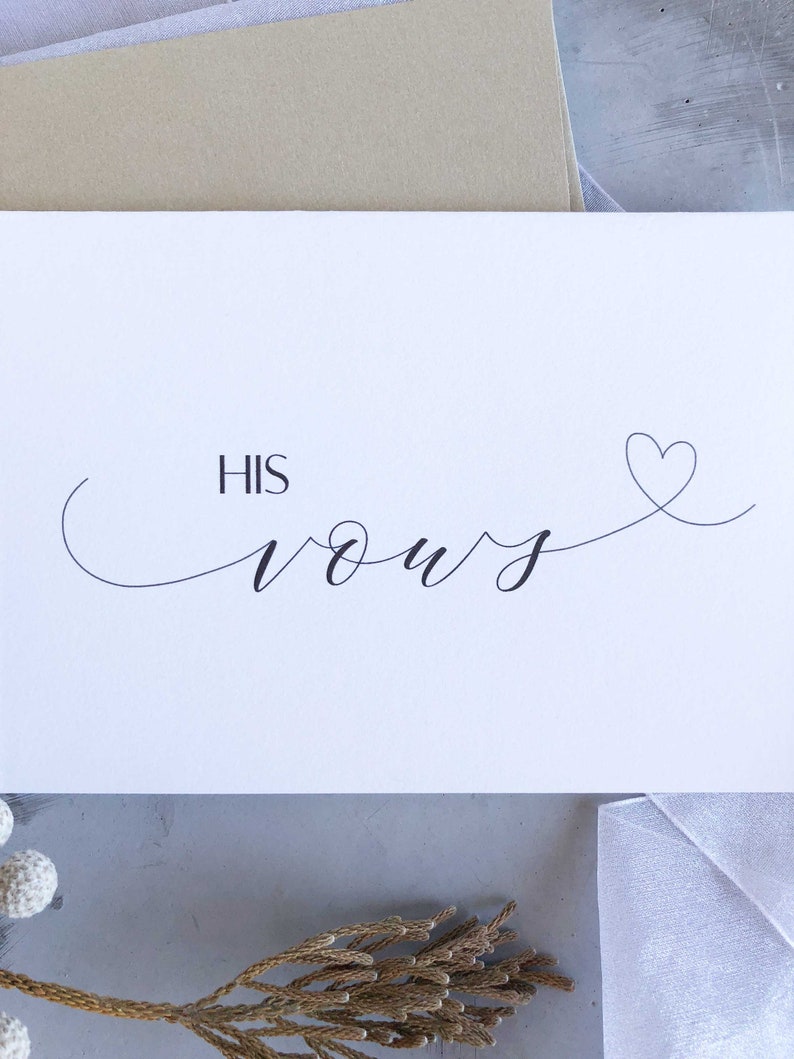 His Wedding Vows Wedding Vow Keepsake Groom Vows Wedding | Etsy