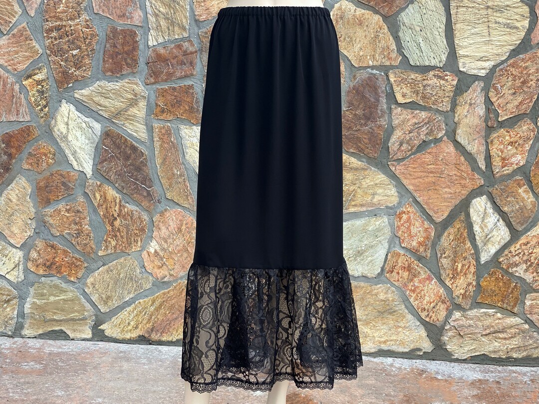 Long Lace Skirt for Evening, Extender Slip, Dress Extender Slip, Black ...