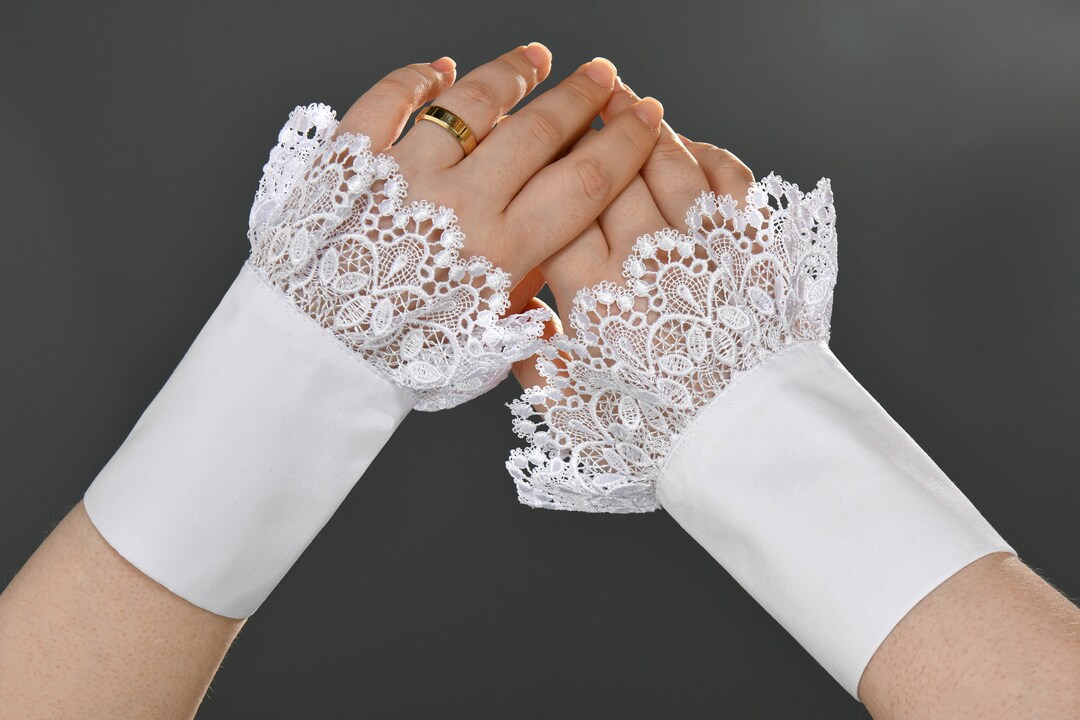 White Lace Sleeve Extender, Woman Wrist Ruffle Cuffs - Etsy