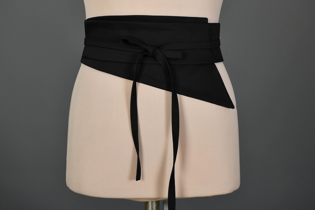 Black Obi Belt Black Wide Wrap Belt With Color Option - Etsy