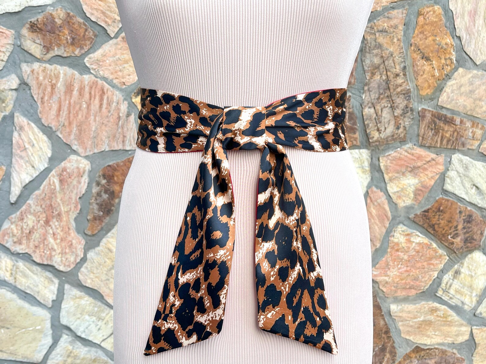 Leopard Print Satin Sash Belt, Animal Print Sash 3.5" Wide Satin ...