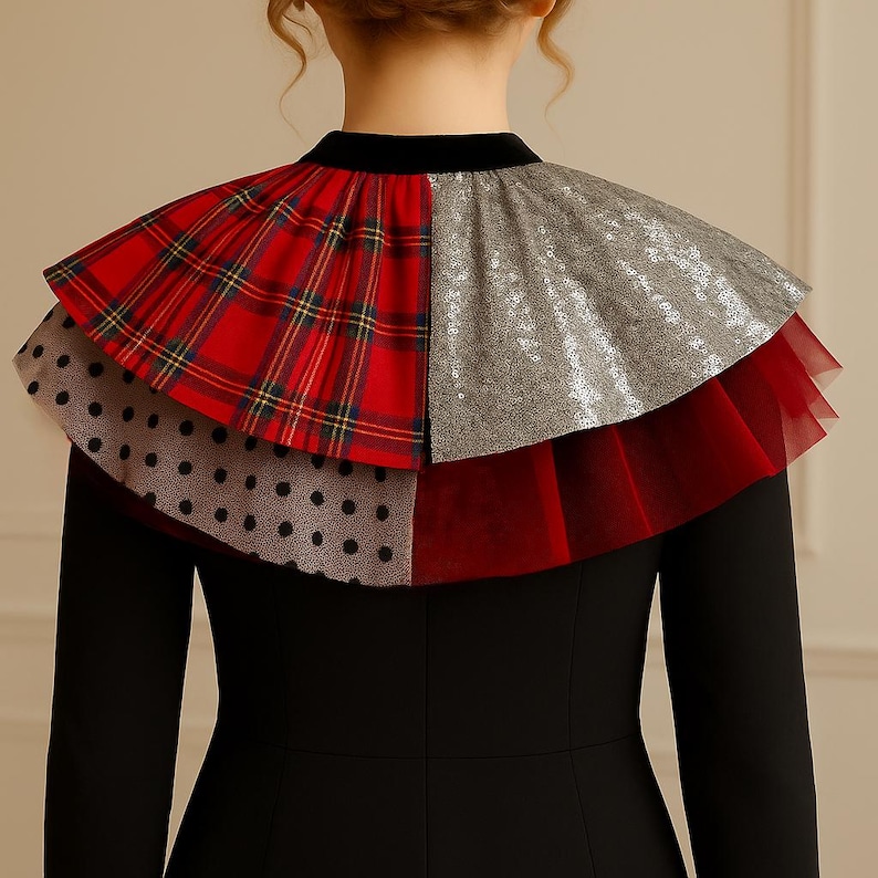Silver Sequin Ruffle Collar – Pierrot Tulle Ruff – Renaissance ...