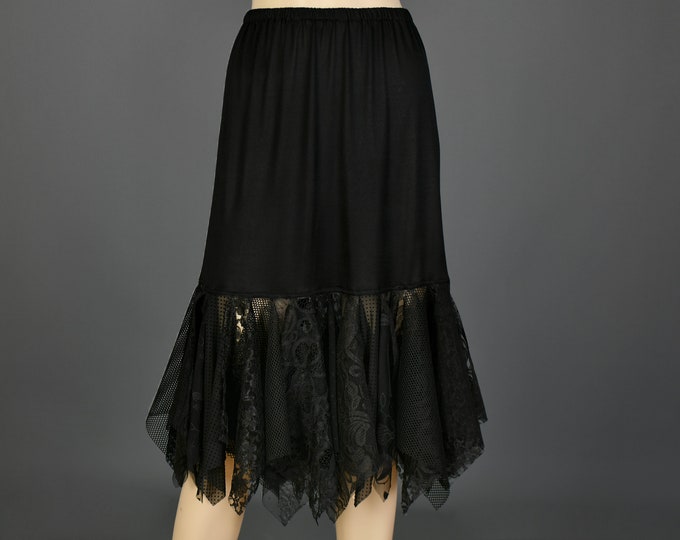 Layered Tiered Lace Ruffle Long Skirt Extender Slip, Dress Extender ...