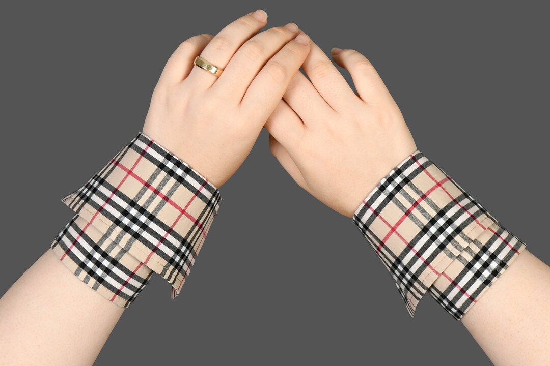 Plaid Patterned Formal Faux Cuff, Plaid Patterned Sleeve Extender ...