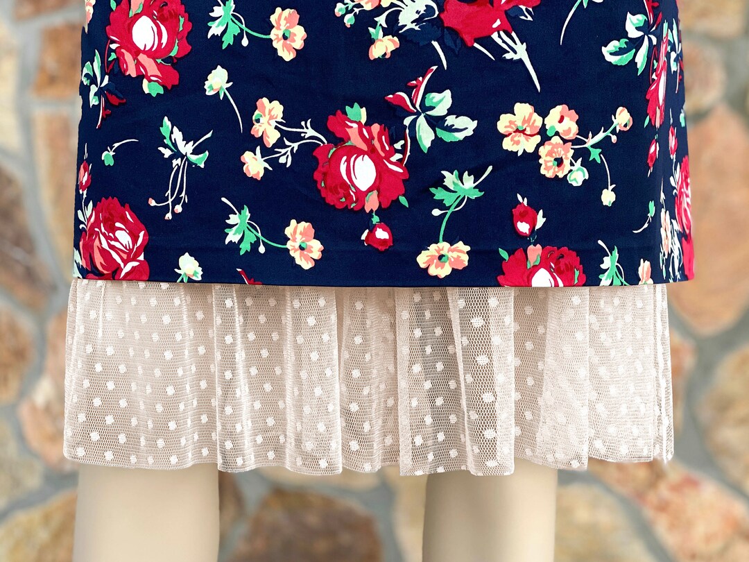 Skirt Extender Slip, Dress Extender Slip, Polka Dots, Light Beige, Dark ...